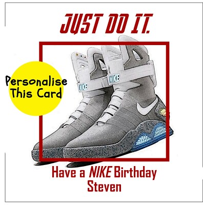Personalise Just Do IT NIKE trainers SON DA Birthday greeting Card ...