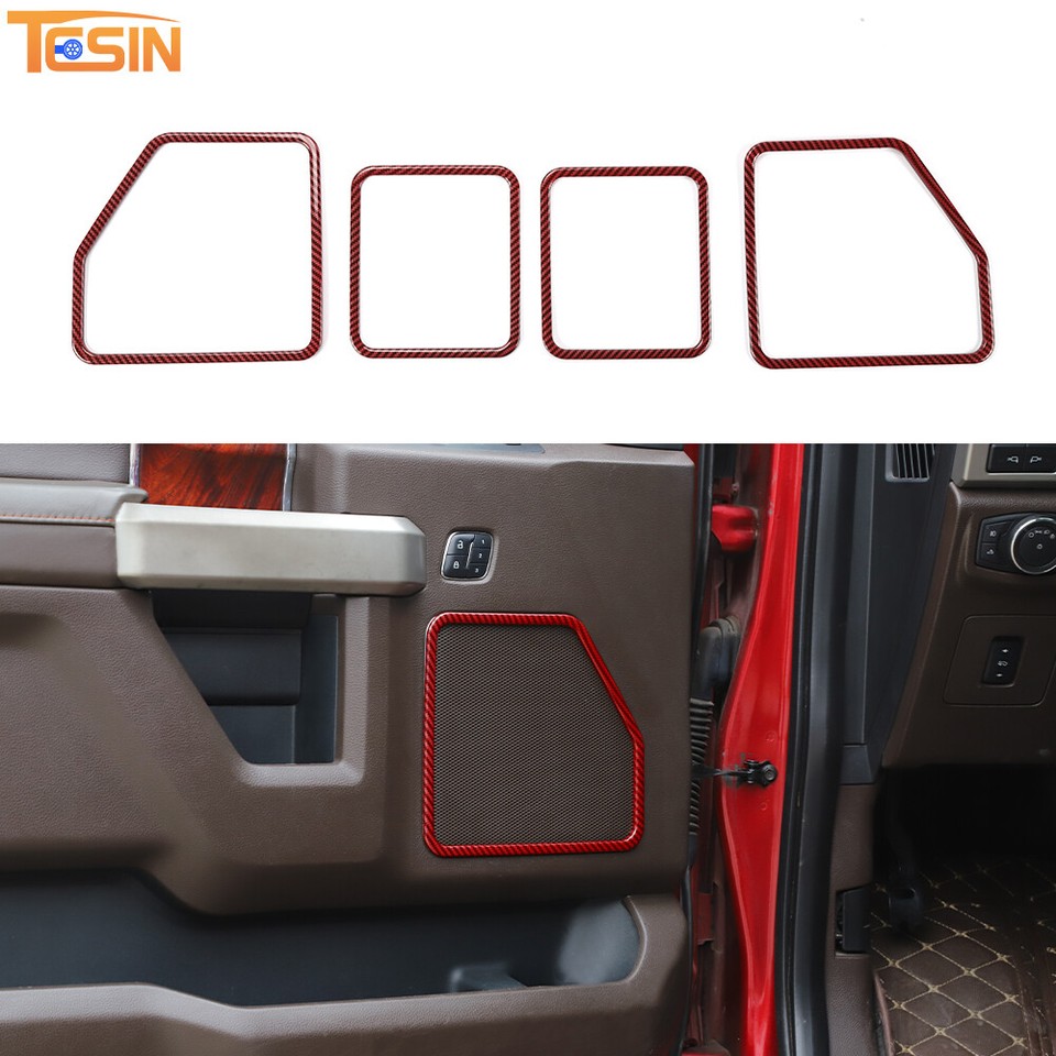 Red Carbon Fiber Interior Center Console Cover Trim Kit for Ford F150 ...