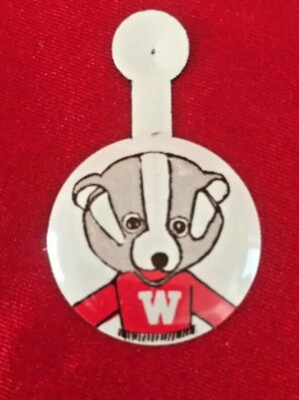 Vintage UW Bucky Badger Pin Lapel Metal Badge Tab Wisconsin Big 10 NCAA ...