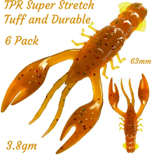 6 Soft plastic Bass Yabbies Prawn Shrimp Fishing Lure tackle BREAM Bass ...