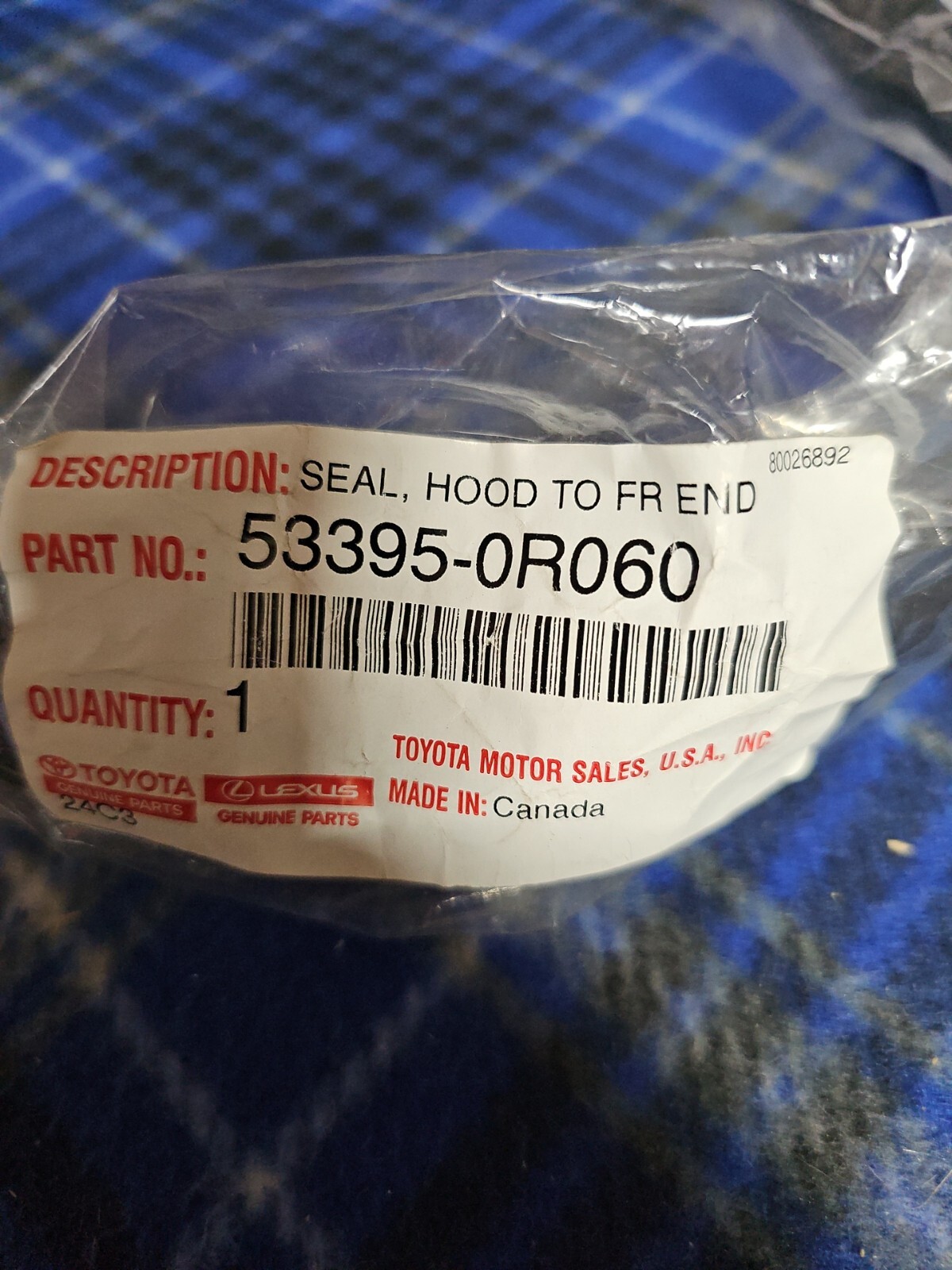 2015-2018 Genuine Toyota RAV4 Seal, Hood To Front End 53395-0R060 | eBay