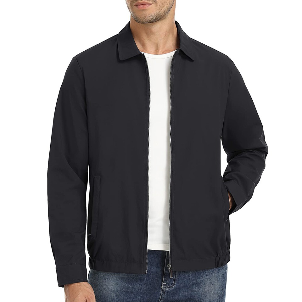 Men's Thin Spring Jacket Full-Zip Lightweight Bomber Jacket Casual ...