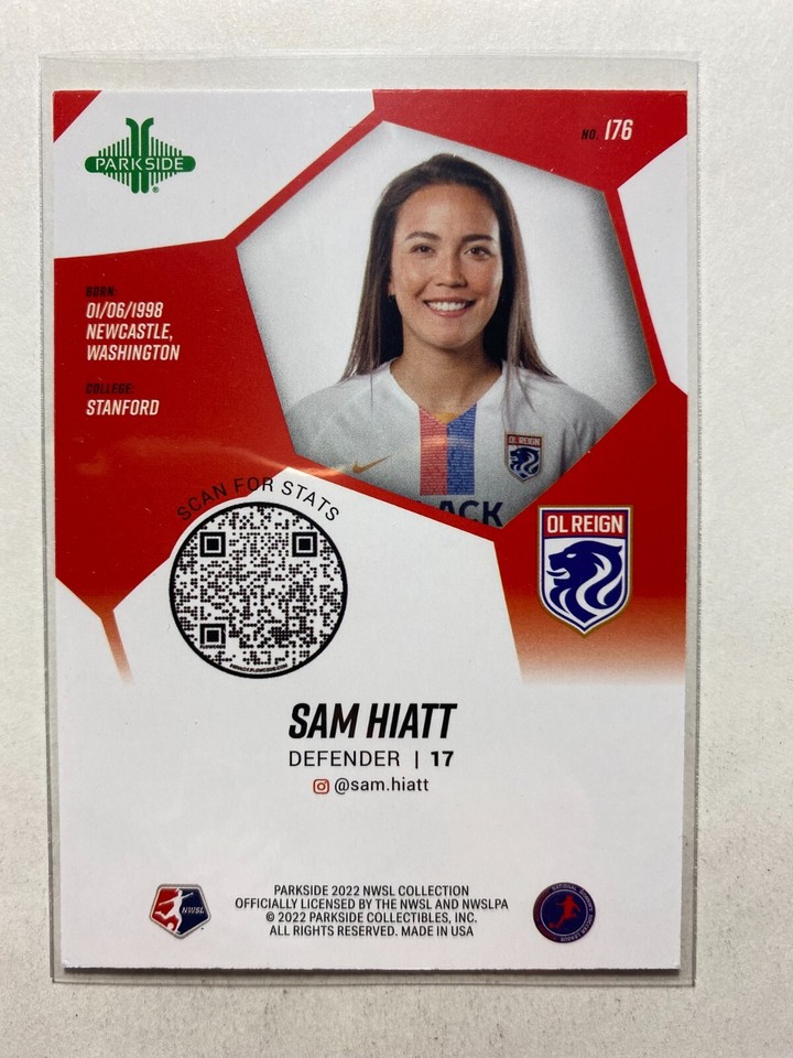 Sam Hiatt 2022 OL Reign Card #176 Parkside NWSL | eBay