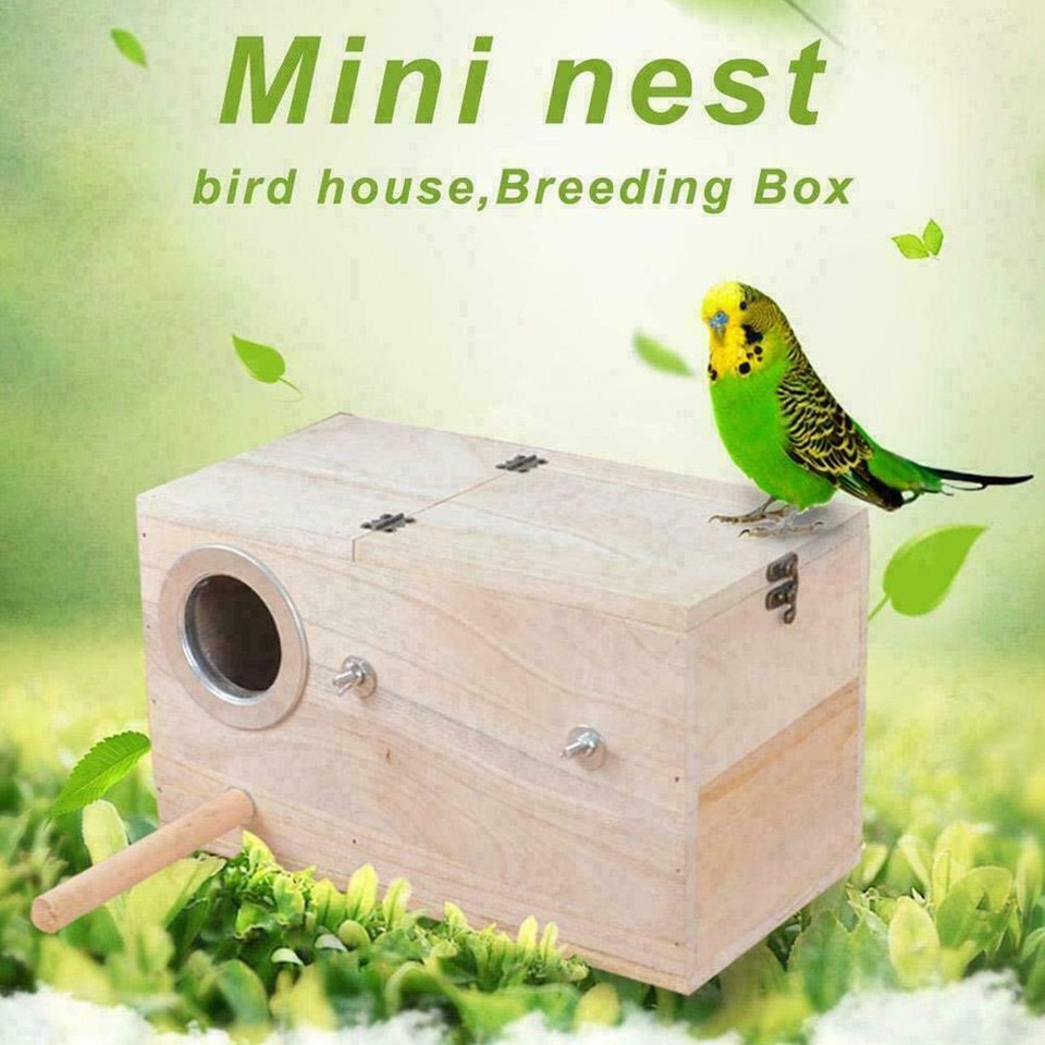 Wooden Bird Breeding Nest Box For Bird Parakeet Budgie Cockatiel ...