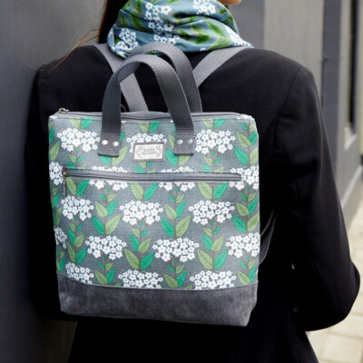 Earth Squared Fair Trade Canvas Backpack Rucksack Bag Grey Floral ...