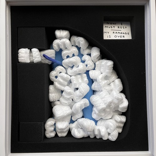 DAVID SHRIGLEY "I MUST REST MY RAMPAGE IS OVER" Sculpture Blue Elephant ...