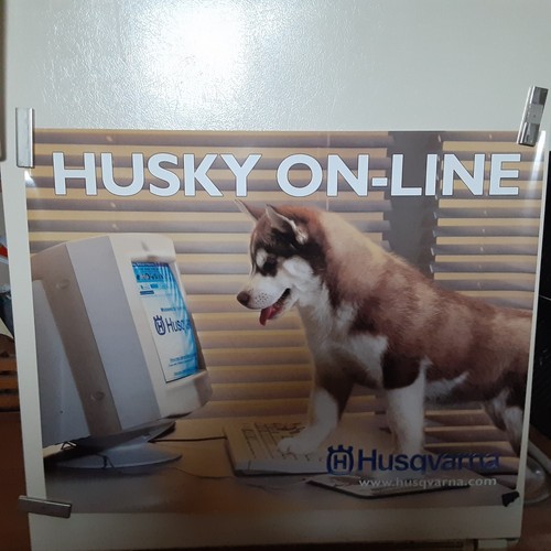 Vintage Husqvarna "Husky On-Line" Dog & Computer Poster, with Matching ...