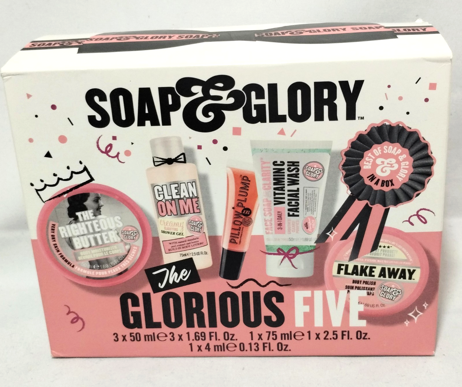 Soap & Glory The Glorious Five Gift Set Body Butter Facial Wash Scrub ...