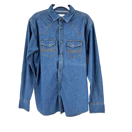 Blue Ranchwear Chambray Denim Pearl Snap Shirt Men's Med Landman ...