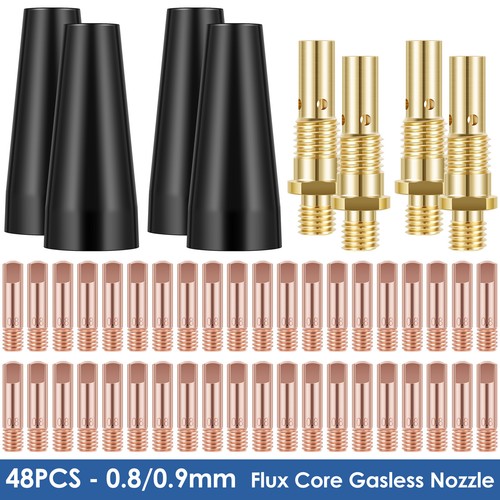 48pcs Flux Core Gasless Nozzle Tips Kit Heat Resistant Welding Contact ...