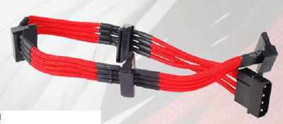 Silverstone 4pin to Quad SATA Power Sleeved Cable - SST-PP07-BTSR (Red ...