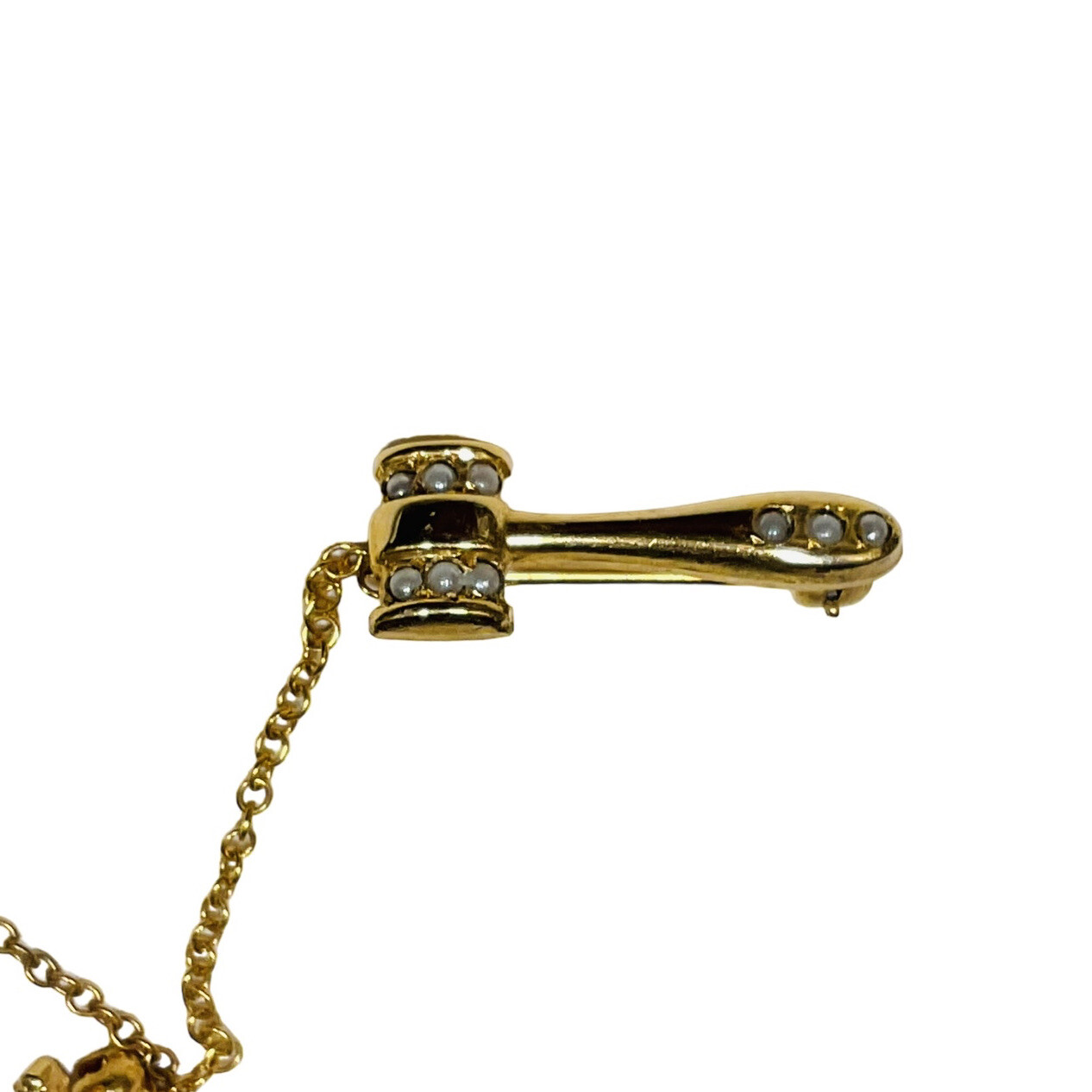 Vintage Beta Sigma Phi Pin Gavel Dangles Rhinestones Faux Seed Pearls ...