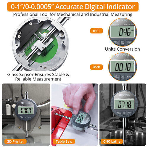 Neoteck Digital Dial Test Indicator DTI Gauge Magnetic Base Measuring ...