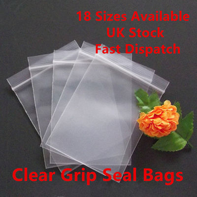 Grip Seal Clear Self Resealable Polythene Zip Lock Poly Plastic Bags 18 ...
