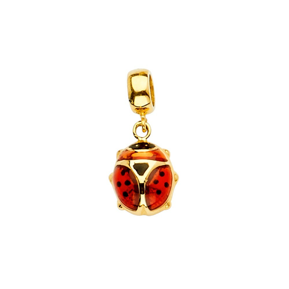 Real 14KT Yellow Gold Lady Bug Charm For Mix & Match Bracelet Pendant ...