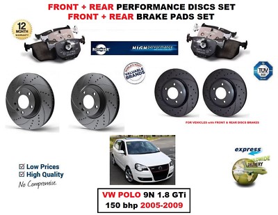 FOR VW POLO 1.8 GTi 2005-2009 FRONT + REAR PERFORMANCE BRAKE DISCS ...