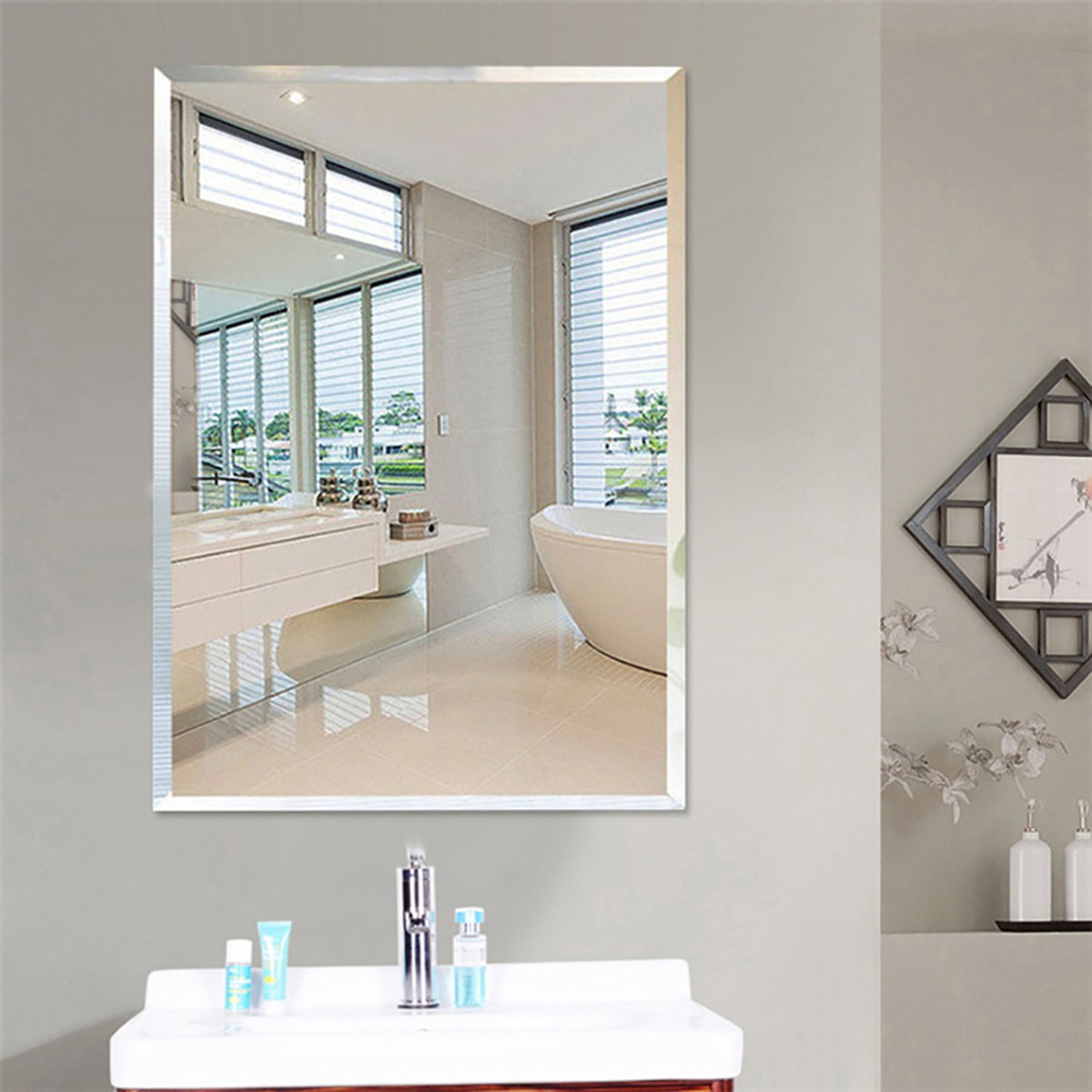 Flat Rectangle Frameless Bathroom Mirrors