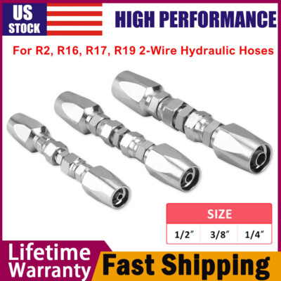 3 PCS Hydraulic Hose Repair Kit 1/4 3/8 1/2 ID- Reusable Field Repair ...