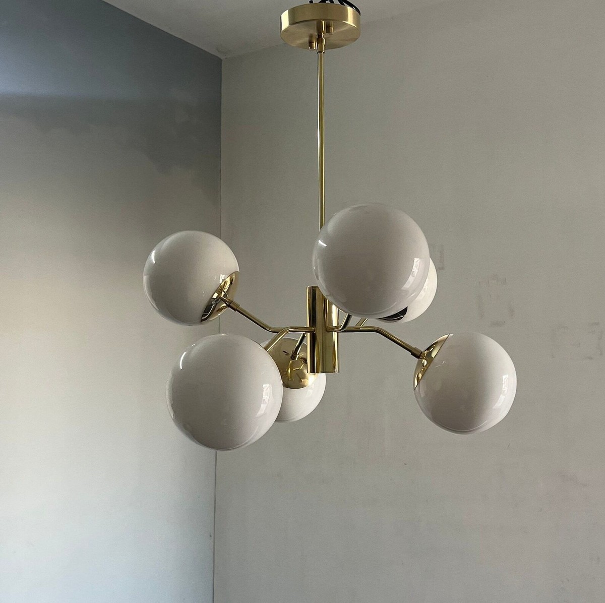 Atomic Brass Chandelier 24 Arm Chrome Brass Sputnik Atomic Chandelier