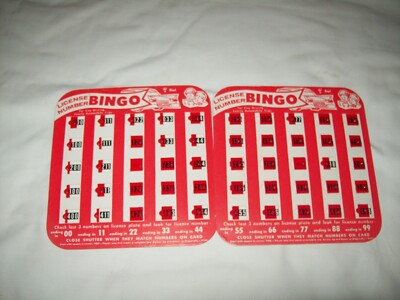 Lot #3- Pair vintage License Number Auto Bingo travel games Regal Mfg ...