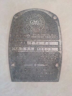 1937 1938 ERA GMC TRUCK BODY TAG ORIGINAL RAT ROD MAN CAVE L@@K | eBay