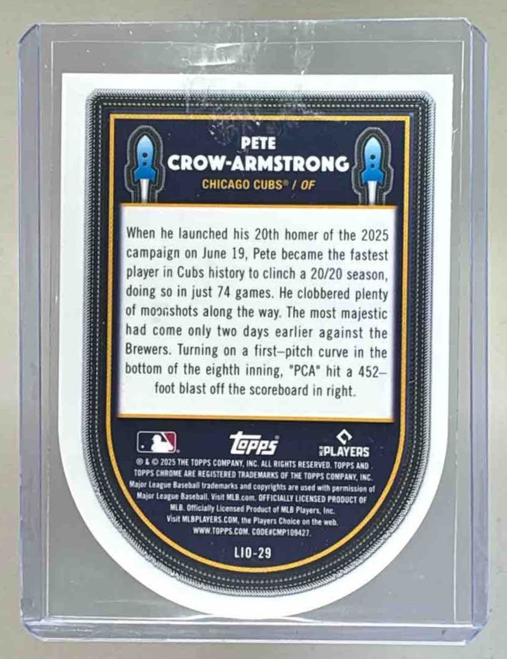 Pete Crow-Armstrong 2025 Topps Cosmic Chrome #LIO-29 Launched Into ...