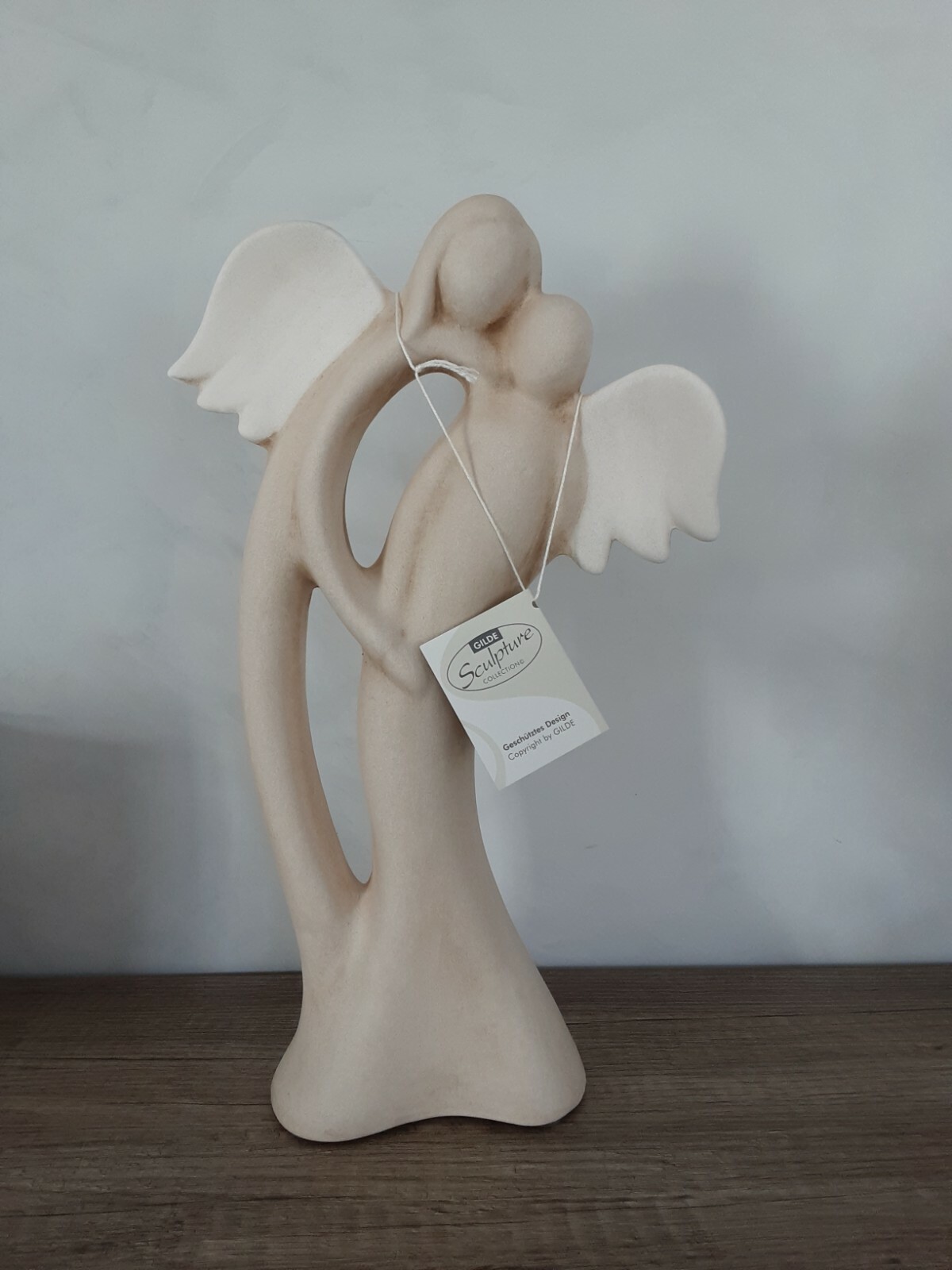 Gilde Sculpture Engel Doppelengel creme mit hellen Flügel mit ...