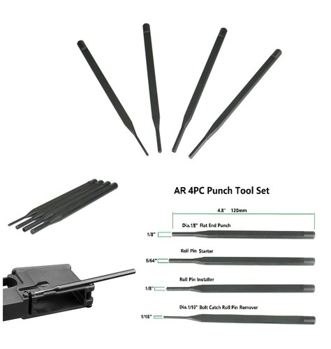 4PC Punch Set Roll Pin Installer and Removal Tool All Alloy Steel Heat ...