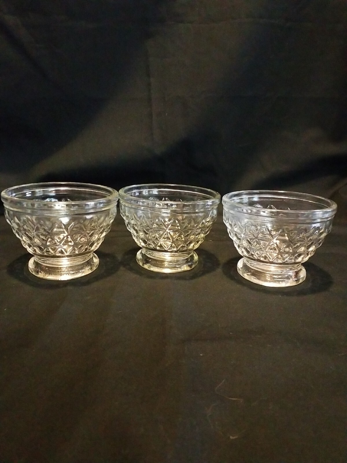 Vtg. Heavy Glass, Diamond Design, Sherbet Bowl, Set of 3 | eBay