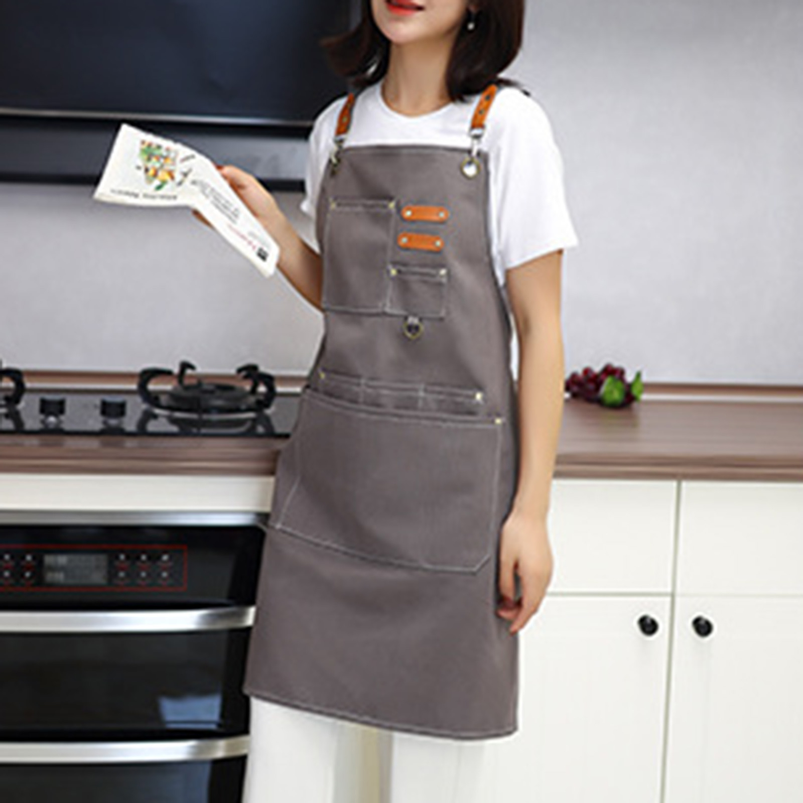 Chef Apron Waist Tie Anti-stain Cross Back Design Chef Apron Cooking ...