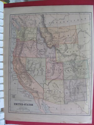 WESTERN UNITED STATES CALIFORNIA NEW MEXICO COLORADO + 1880 COLORED ...