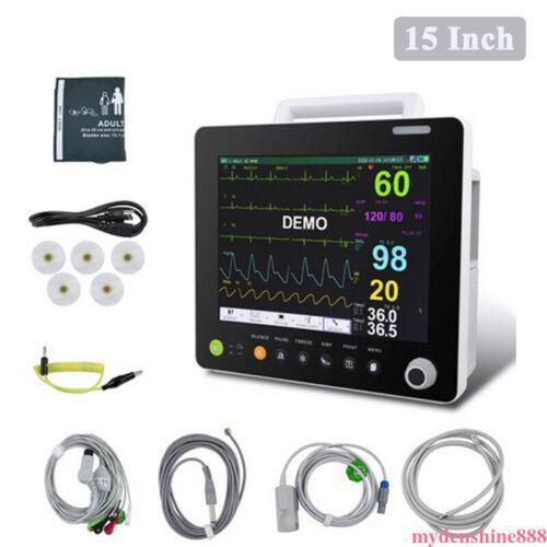 15" Modular Plug-in Patient Monitor Multi-parameter ECG NIBP RESP TEMP ...