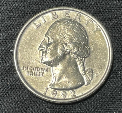 STRIKING RARE 1992-D Washington Quarter Error coin with an usually deep ...