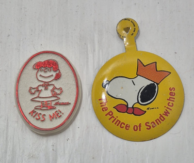 Vintage Peanuts Snoopy Prince of Sandwiches Button & Lucy Butternut ...
