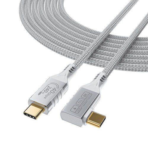 White Thunderbolt 4 Cable Long, Right Angle USB 4 Cable 90 Degree, 240W ...