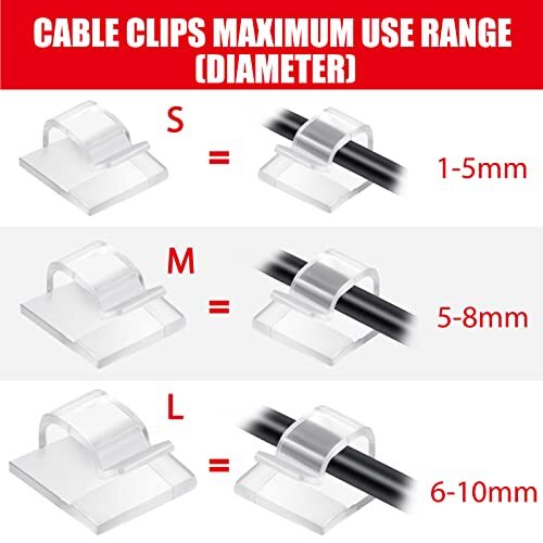 60 Pack Clear Wire Clips Electric Cable Wall Invisible Extension Cord ...