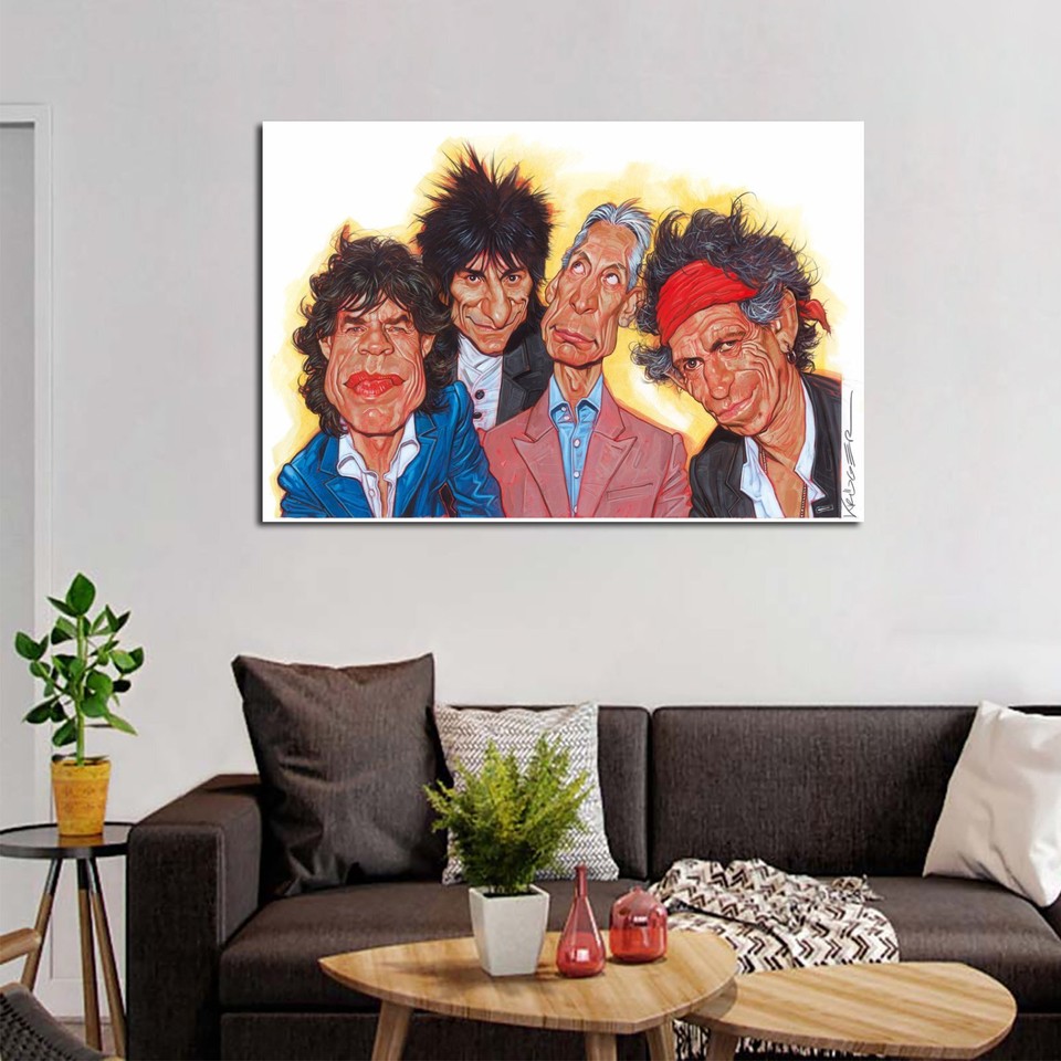 Rolling Music Stone Cartoon Canvas Art Wall Painting Poster Print | eBay