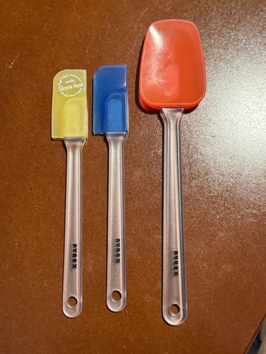 3 Pyrex Accessories Silicone Head Scraper Spatula with Clear Handle | eBay