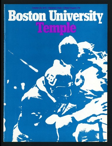1972 TEMPLE OWLS AT BOSTON UNIVERSITY TERRIERS FOOTBALL PROGRAM ...