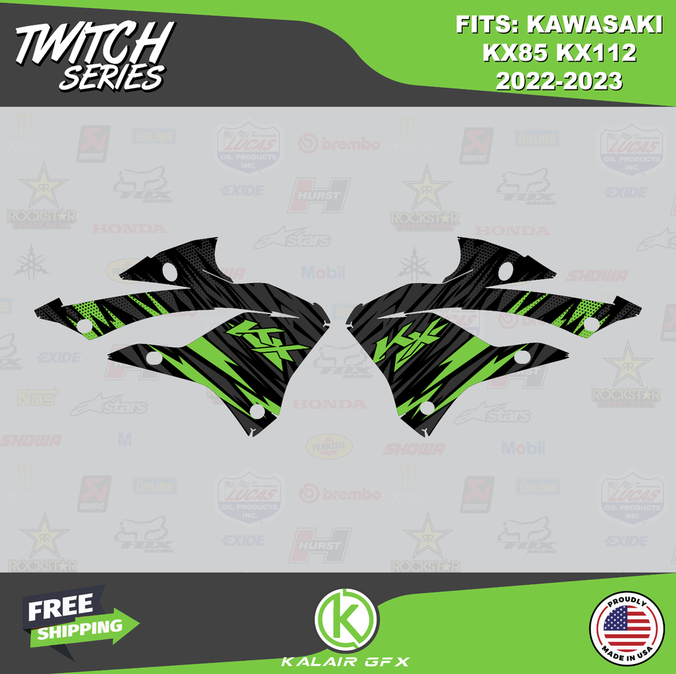 Graphics Kit for KAWASAKI KX85 KX112 2022 2023 Twitch-Green | eBay