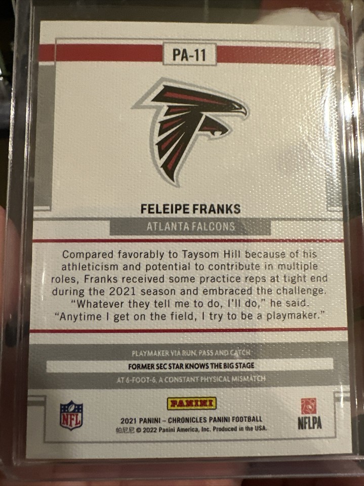 2021 Feleipe Franks Chronicles Panini Rookie Card Atlanta Falcons /49 ...