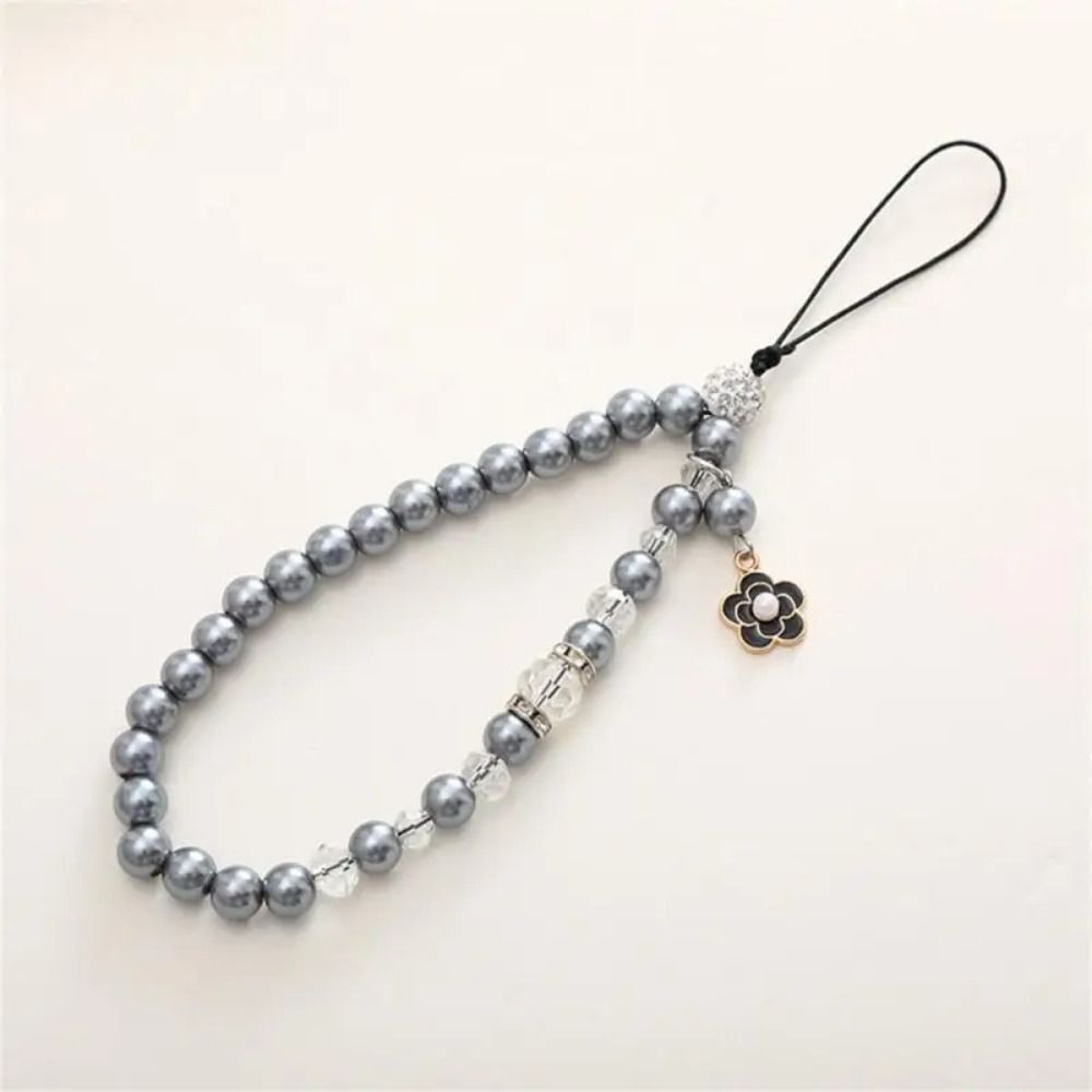 handmade Mobile Phone Chain Rope Black/White Pearl Hanging Rope Phone ...