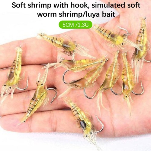 1PCS Soft Shrimp With Hook 1.3g4cm Soft Worm Shrimp Imitation Road ...