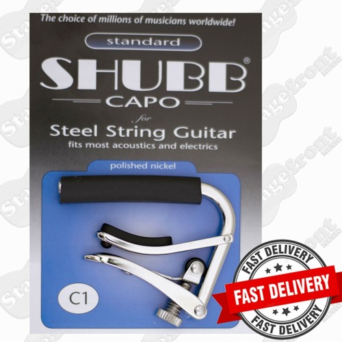 SHUBB C1 ORIGINAL NICKEL FINISH CAPO FOR STEEL STRING ACOUSTIC GUITARS ...
