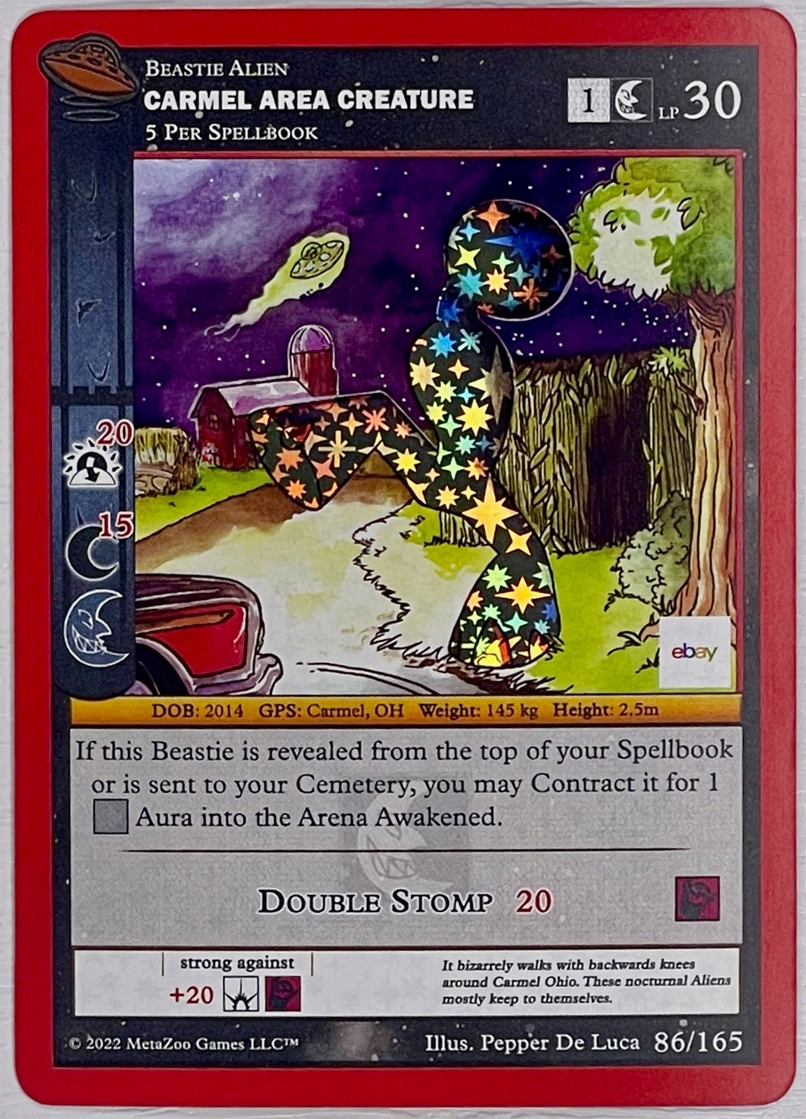 2022 Metazoo x eBay UFO RARE ~ 86/165 Carmel Area Creature ~ REVERSE ...