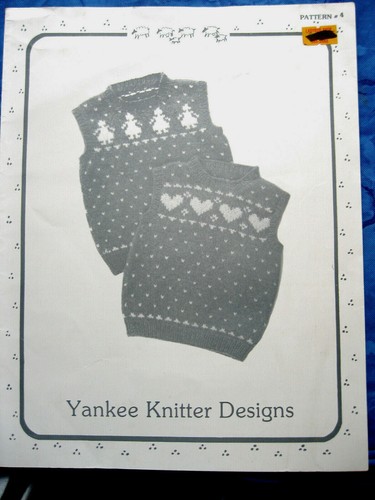 YANKEE KNITTER 004 child Heart or DOLL VEST 1987 knitting pattern 4pg ...