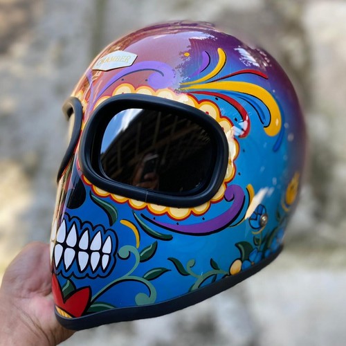 SALE ! VINTAGE CUSTOM HELMET XF-GP SUGAR SKULL FOR BOBBER CHOPPER ...