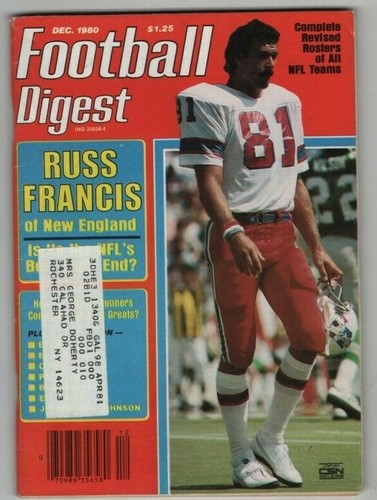 Football Digest Mag Russ Francis Brian Sipe Paul Hofer December 1980 ...