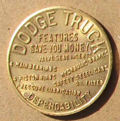 ORIGINAL NOS DODGE TRUCK GOLDEN BRONZE ADVERTISING TOKEN or MEDAL L@@K ...