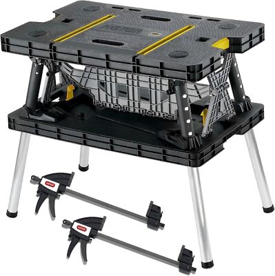Keter Folding Work Table, Portable Workbench w/ 12" Clamps ,New entry ...